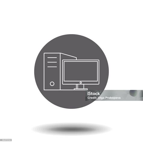 桌上型電腦概念行圖示線性桌上型電腦概念輪廓符號設計這個簡單的元素插圖可用於 Web 和行動裝置向量圖形及更多一個物體圖片 一個物體