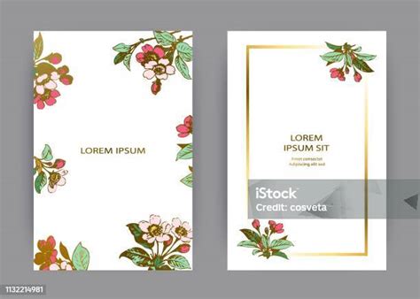 Desain Template Kartu Undangan Pernikahan Botani Bunga Sakura Yang