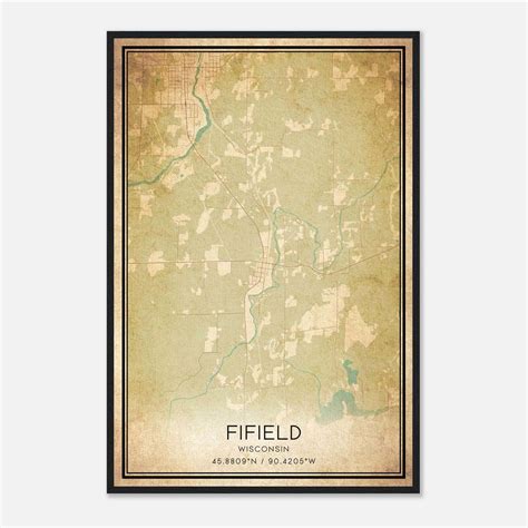 Vintage Fifield Wisconsin Map Poster Fifield Wi City Road Wall Art Print Custom Maps And Posters