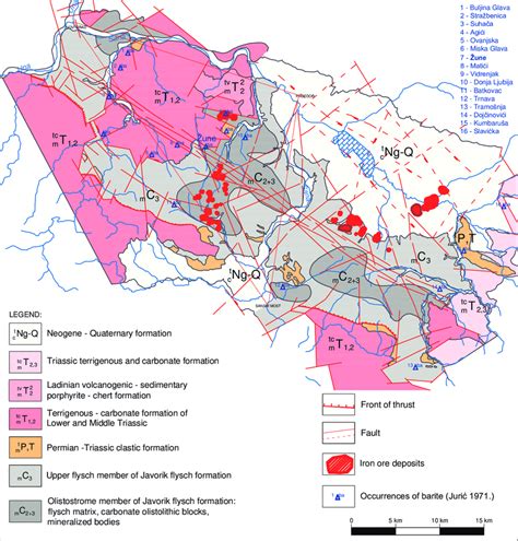 A Tectono Geological Map Of The Sana Una Palaeozoic Modified After