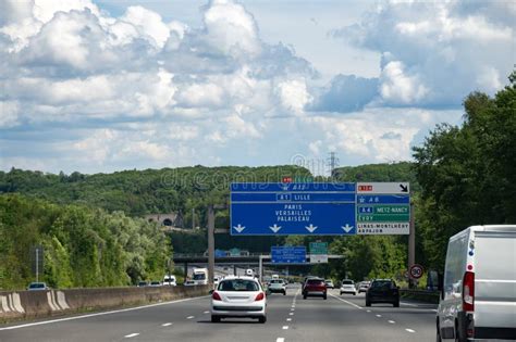 Driving On Highway And Road Signs To Paris And Other French Cities
