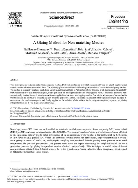 Pdf A Gluing Method For Non Matching Meshes