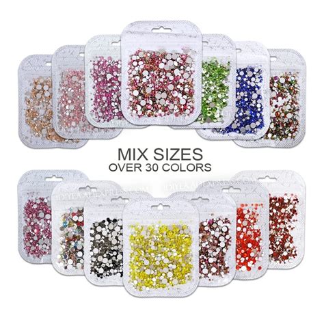Mix Gr En SS3 SS30 Ber 30 Farben Nagel Strass Strass Nicht Hot Fix