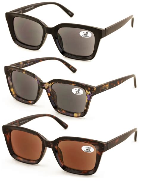 3 Pairs Women Outdoor Reading Sunglasses Lightweigh Full Lens Readers