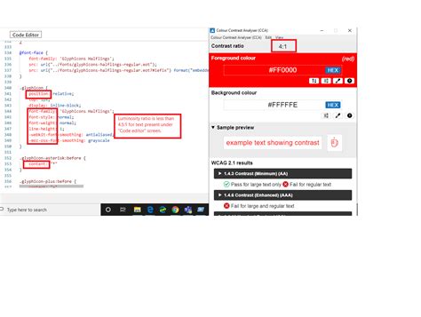 Luminosity Ratio Is Less Than For Text Present Under Code Editor Screen Issue