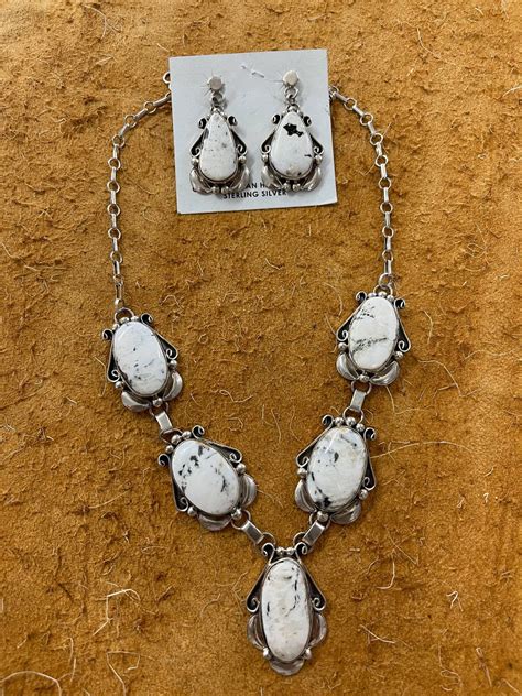 White Buffalo Necklace And Earring Set