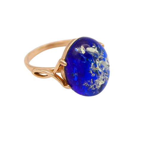 Vergoldete Damen Ring Aus 925er Silber Mit Bernstein Russisches