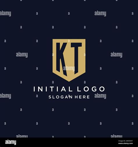 Kt Monogram Initials Logo Design With Shield Icon Template Stock Vector Image And Art Alamy
