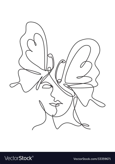 One Continuous Line Drawing Sexy Woman Abstract Vector Image