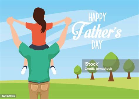 Kartu Hari Ayah Dengan Ayah Membawa Karakter Putri Ilustrasi Stok Unduh Gambar Sekarang Aku