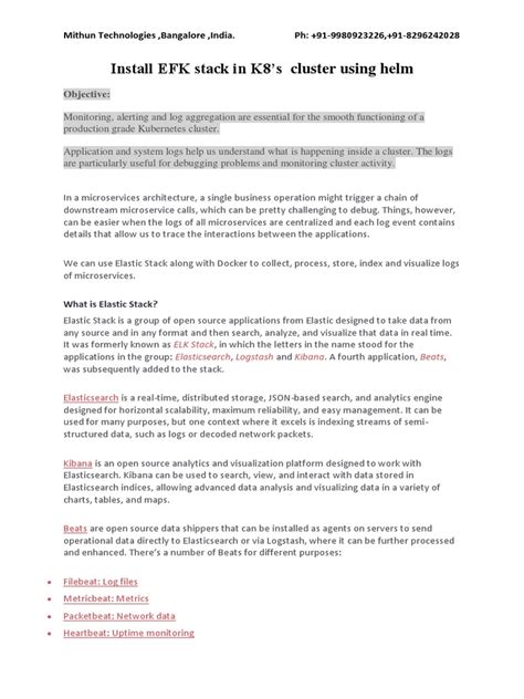 Efk Setup Kubernetes Using Helm Pdf Computing System Software