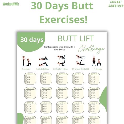 30 Days Challenge Butt Lift Challenge Glutes Workout Gym Lower Body