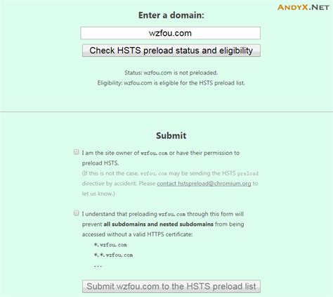 开启hsts功能并加入preload List让网站访问更加安全附代删除hsts方法 Andyxnet 安迪克斯