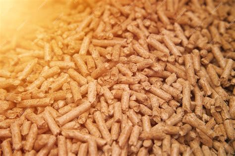 Flatlay Of Wood Pellet Macro Shot Of Renewable And Sustainable Fuel