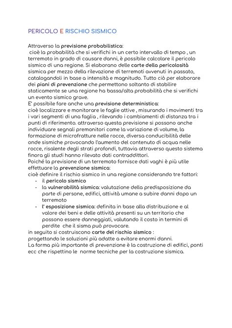 Differenza Tra Pericolo E Rischio Sismico Docsity