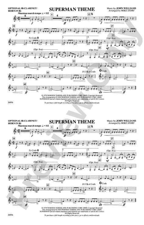 Superman Theme Optional Bb Clarinet Horn In Bb Optional Bb Clarinet