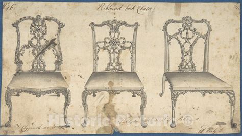 Art Print Thomas Chippendale Ribband Back Chairs Vintage Wall Ar