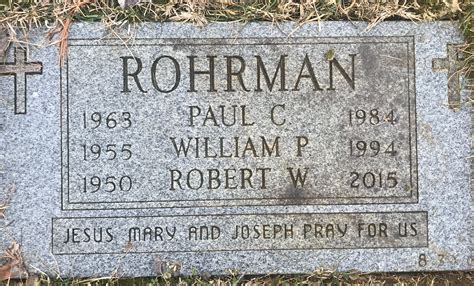 Robert W “bob” Rohrman Jr 1949 2015 Find A Grave Memorial