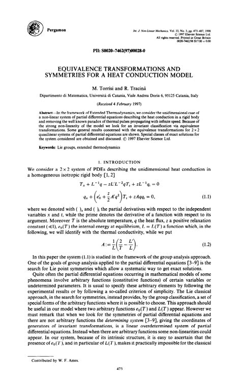 Pdf Equivalence Transformations And Symmetries For A Heat Conduction