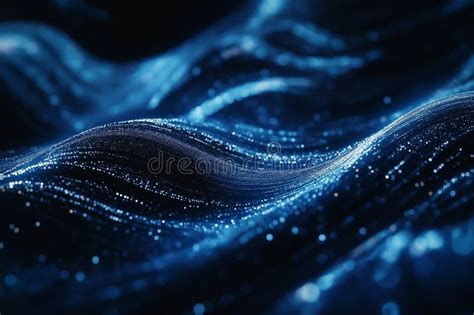 Abstract Blue Light Waves Flowing Energy And Digital Data Stock