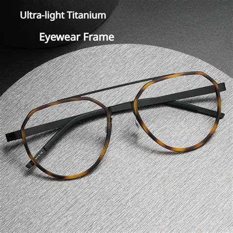 Titanium Glasses Frame Screwless Design Men S Fashionable Double Beam