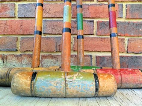 Vintage Wooden Croquet Mallets Set