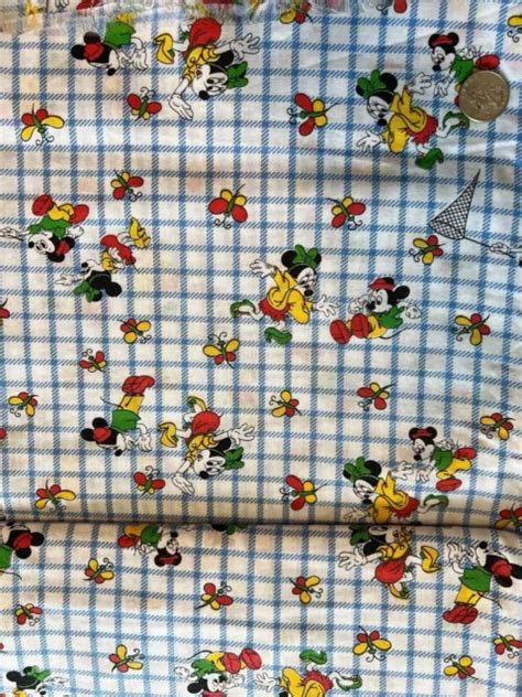 Rare Vintage Walt Disney Productions Fabric Mickey Minnie Butterfly 1