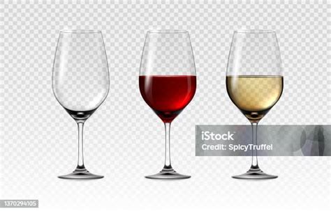 레드 와인과 화이트 와인 유리 사실적인 투명 와인 잔 빈 3d 알코올 유리 제품 음료 제공 포도 음료용 스템웨어 전체 잔 벡터 칵테일 식기 세트 와인에 대한 스톡 벡터 아트