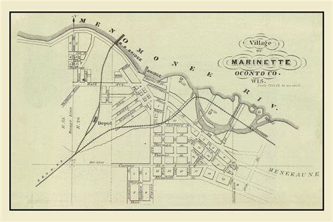 1878 Town Map Of Marinette Oconto County Wisconsin Etsy