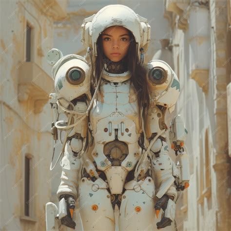 Premium Photo Female Cyborg Robot Girl In Exoskeleton Glossy Shiny