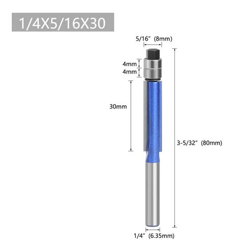 Cpan 1pc 14 Shank Trim Router Bit With Bearing For Wood Template Bit