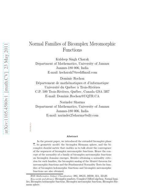 Bicomplex Meromorphic Functions Pdf Infinity Analysis