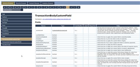 NetSuite Schema Browser