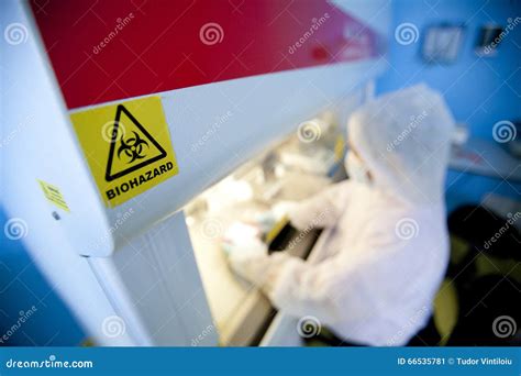 Lab Technician Performs Experiments In A Controlled Environment Stock