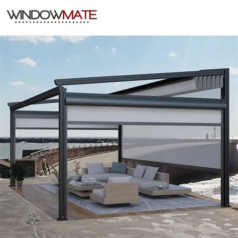 Retractable Roof System Waterproof Pergola Covers And Roof Awning