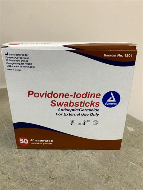 New DYNAREX Swabsticks Povidone Iodine Packets Bx