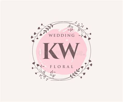 Kw Initials Letter Wedding Monogram Logos Template Hand Drawn Modern