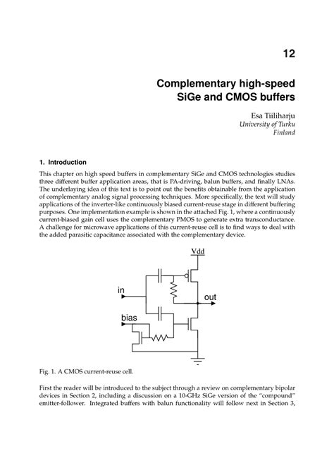 Pdf Complementary High Speed Sige And Cmos Buffers