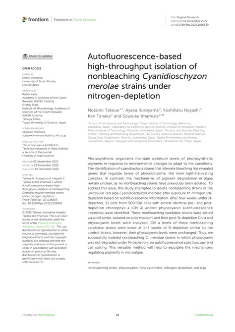 Pdf Autofluorescence Based High Throughput Isolation Of Nonbleaching