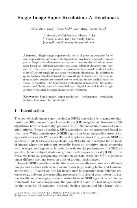 Pdf Single Image Super Resolution A Benchmark