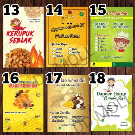 Custom Stiker Label Kemasan Produk Makanan Minuman Kosmetik Kue Cemilan