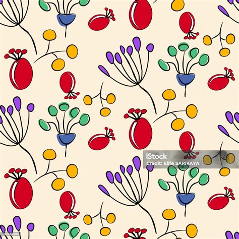 Vector Halfdrop Pattern With Seed And Bud Stock Illustration Download Image Now Abstract