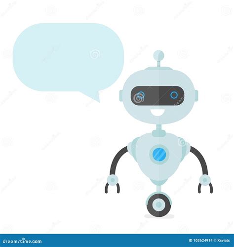 Cute Happy Smiling Funny Robot Chat Bot Stock Vector Illustration Of Intelligence Flat 103624914