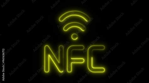 Neon Nfc Icon Video Hd Glowing Wireless Communication Symbol With Nfc Signal On Black