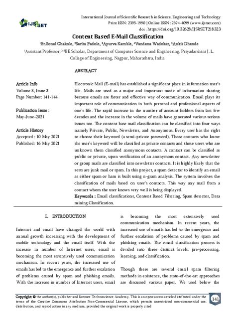Pdf Content Based E Mail Classification