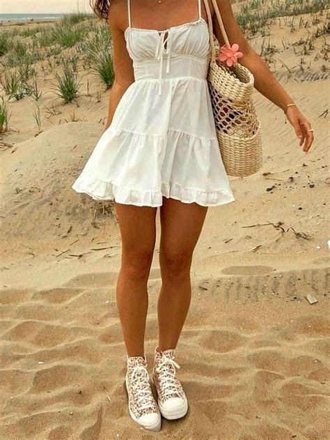 Outfits With White Converse Beach Outfit With Converse Dress Simple