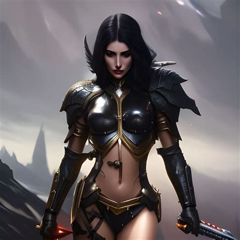 Knight Girl With Dark Elf Skin Female Dungeon Warrior Stylized Mmorpg