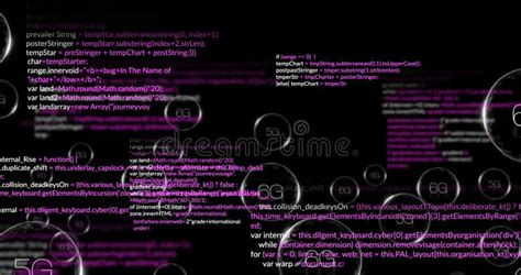 Animation Of Programming Code With 5g Symbols On Dark Background With