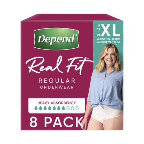 Depend Real Fit Incontinence Underwear Regular Women Extra Large 8 P