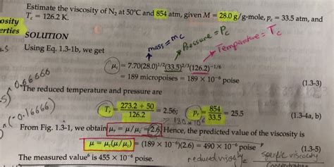 Solved Estimate The Viscosity Of N2 At 50C And 854 Atm Chegg